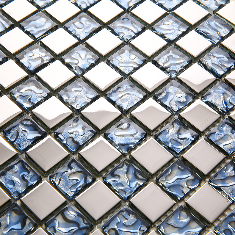 Metallic Blue glass mosaic tile for backsplash and wall